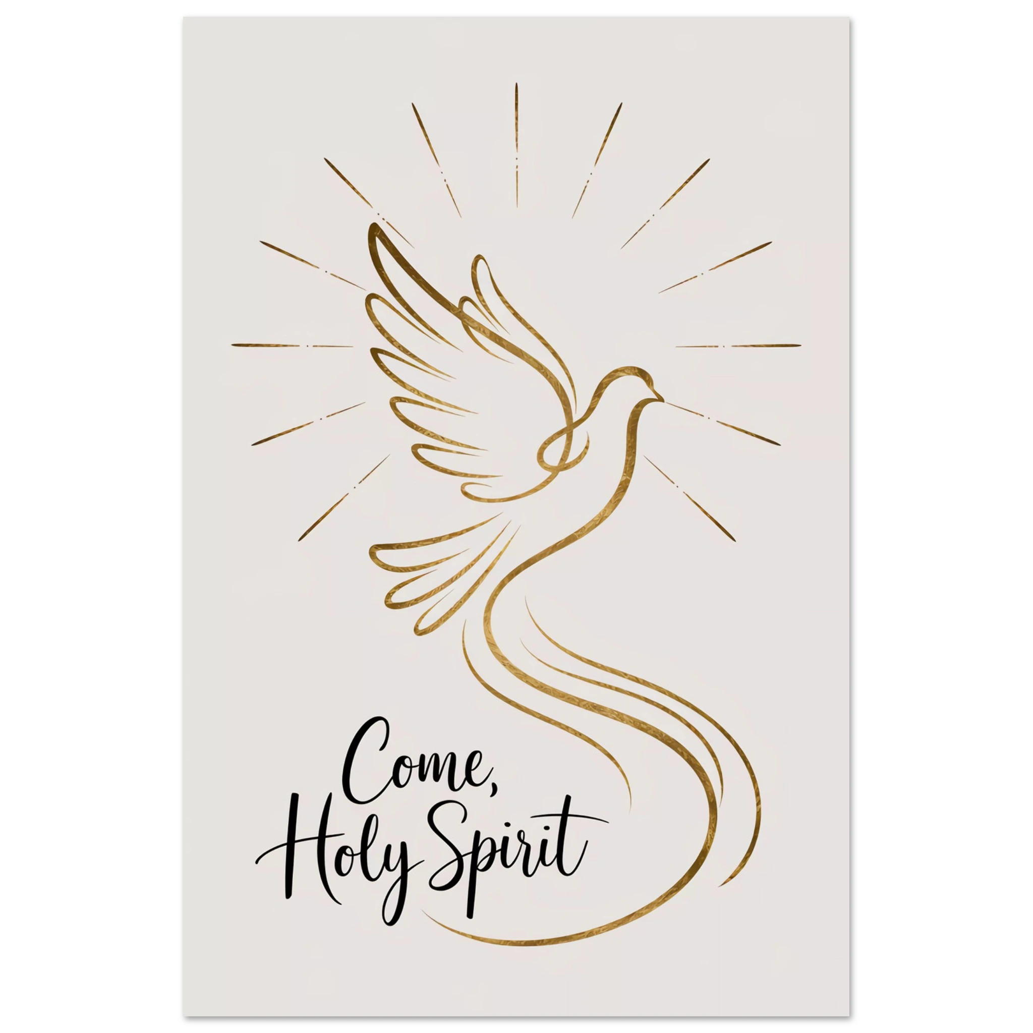 Come Holy Spirit | Gold Foil Dove Christian Wall Art Print – Lafia Craft