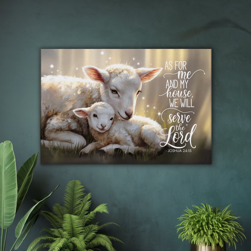 As For Me & My House | Christian Lamb Family Wall Canva – Lafia Craft