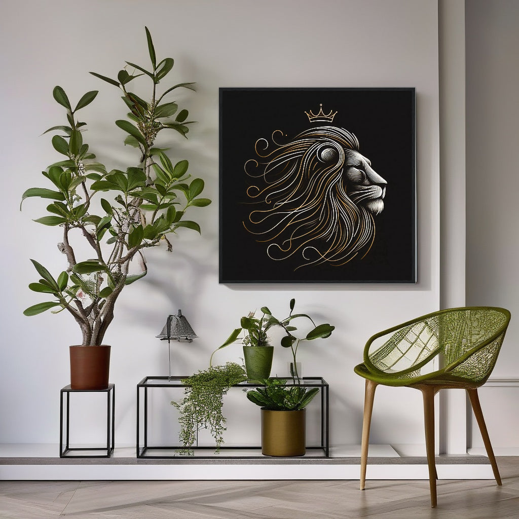 Lion of Judah Gold Art Print | Modern Christian Wall Decor – Lafia Craft
