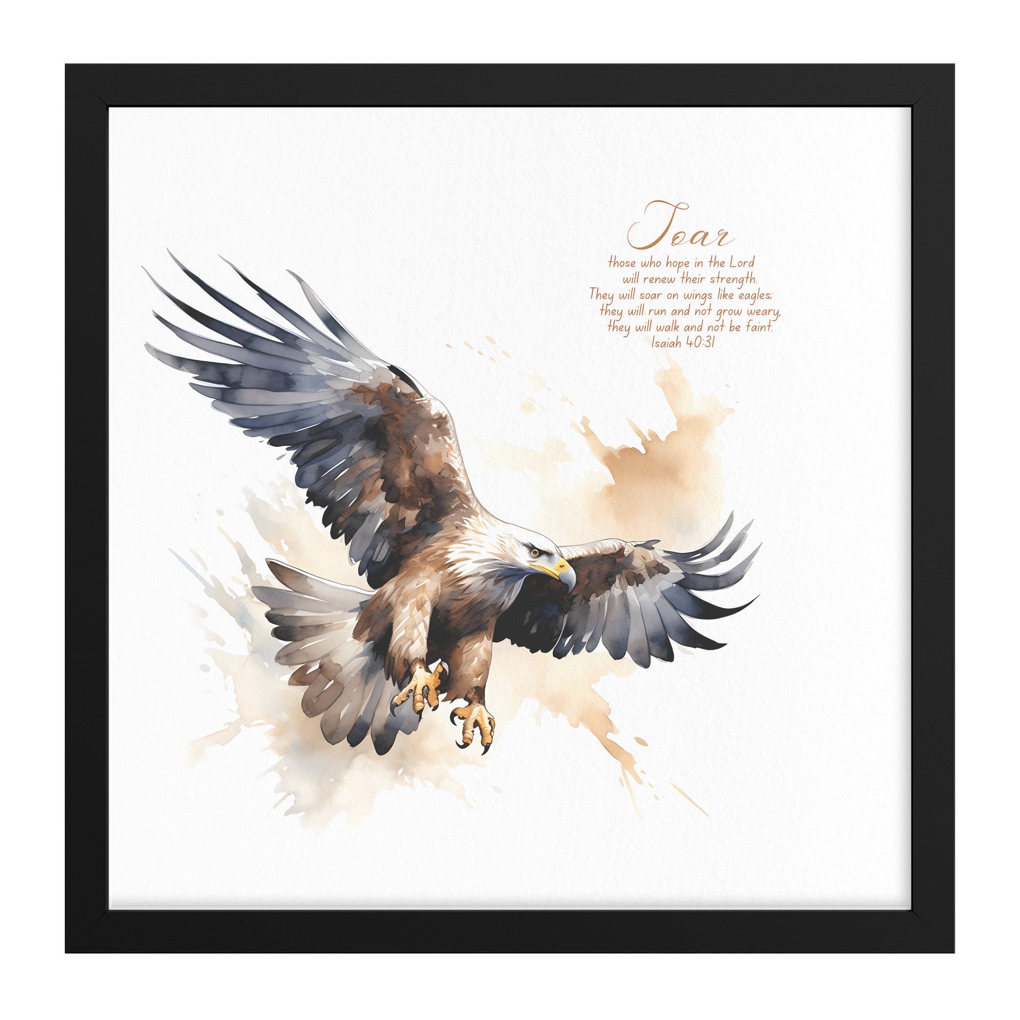 Wings of Faith: Isaiah 40:31 Watercolor Eagle Framed Art Print – Lafia ...
