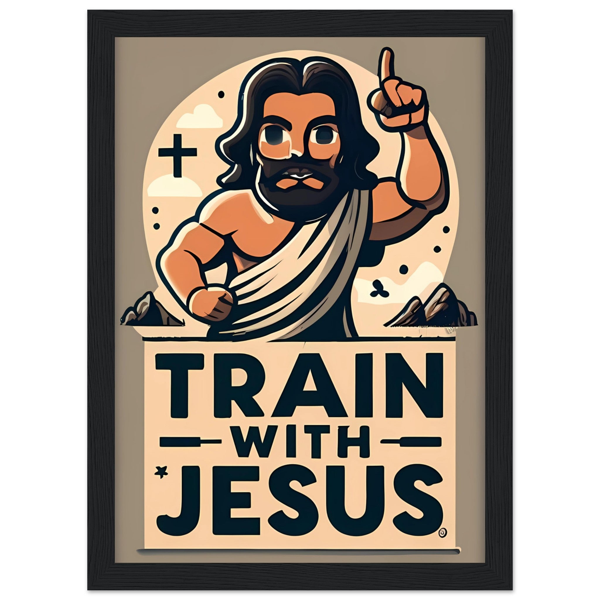 Train with Jesus Jesus Personal Trainer Framed Poster – Lafia Craft